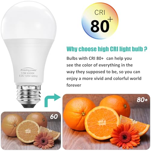 Amazing power 100W Equivalent E26 LED Bulbs, Daylight White Non-Dimmable Medium Screw Base Light Bulbs 6500K, 4-Pack