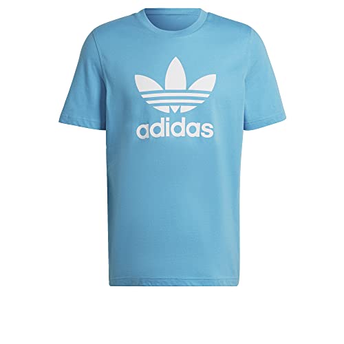 adidas Originals Men's Adicolor Classics Trefoil Tee, Sky Rush/White, Large