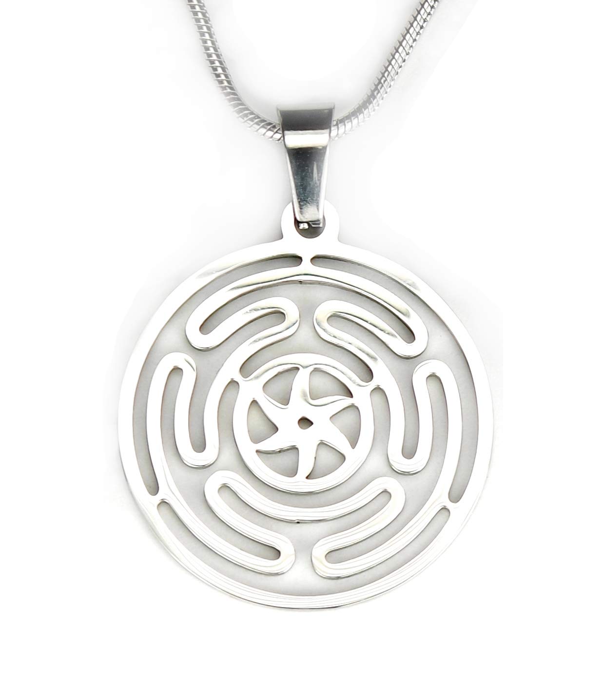 Ann Claridge Wheel of Hecate Necklace, 20" Snake Chain and 25mm Strophalos of Hekate Pendant