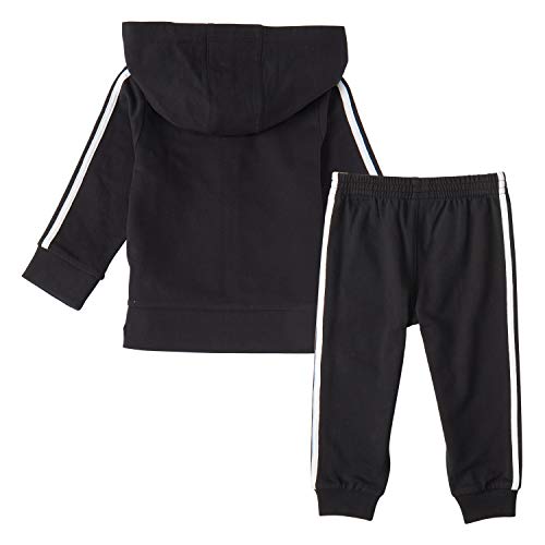adidas Boys' Li'l Sport Fleece Zip Front Hoodie & Jogger Active Clothing Sweatsuit Set, Essentials Black, 5