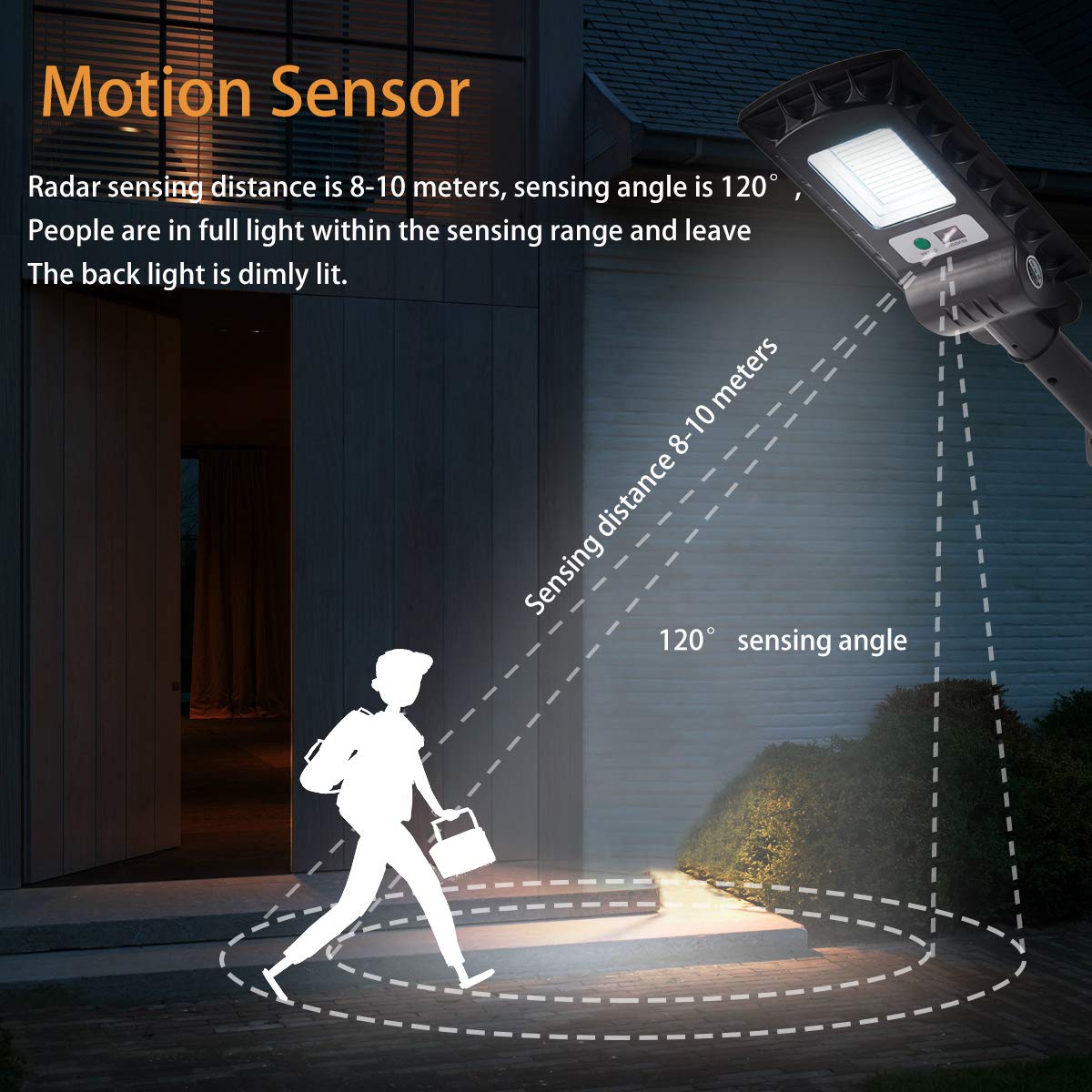 Fitsai 60W Solar Lights Outdoor Light with Remote Control, 5000 Lumens, Light Control Motion Sensor, Dusk to Dawn Security Led Flood Light for Yard, Garden, Street