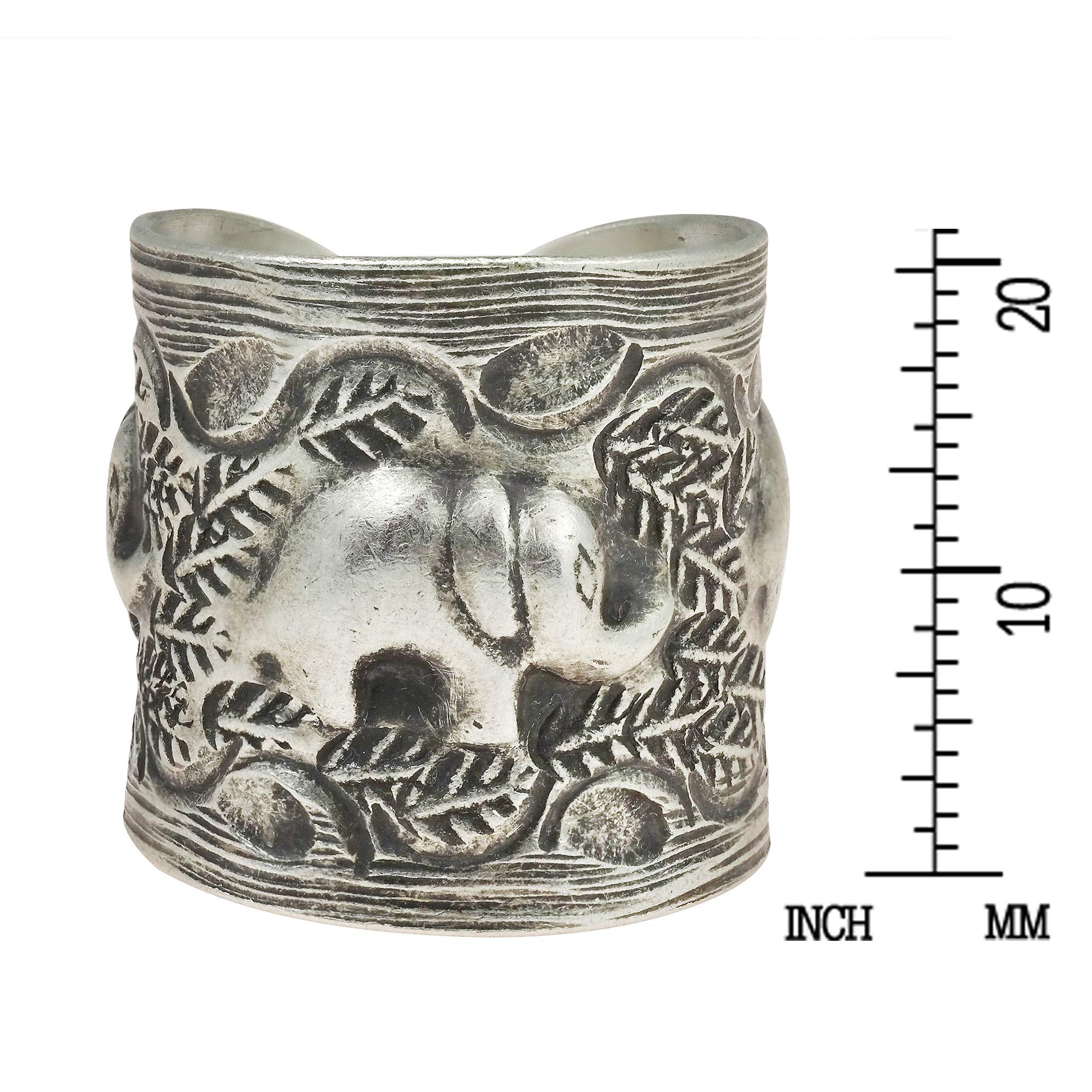 AeraVida Thai Karen Hill Tribe Jungle Elephant Family Wrap .95 Fine Silver Ring