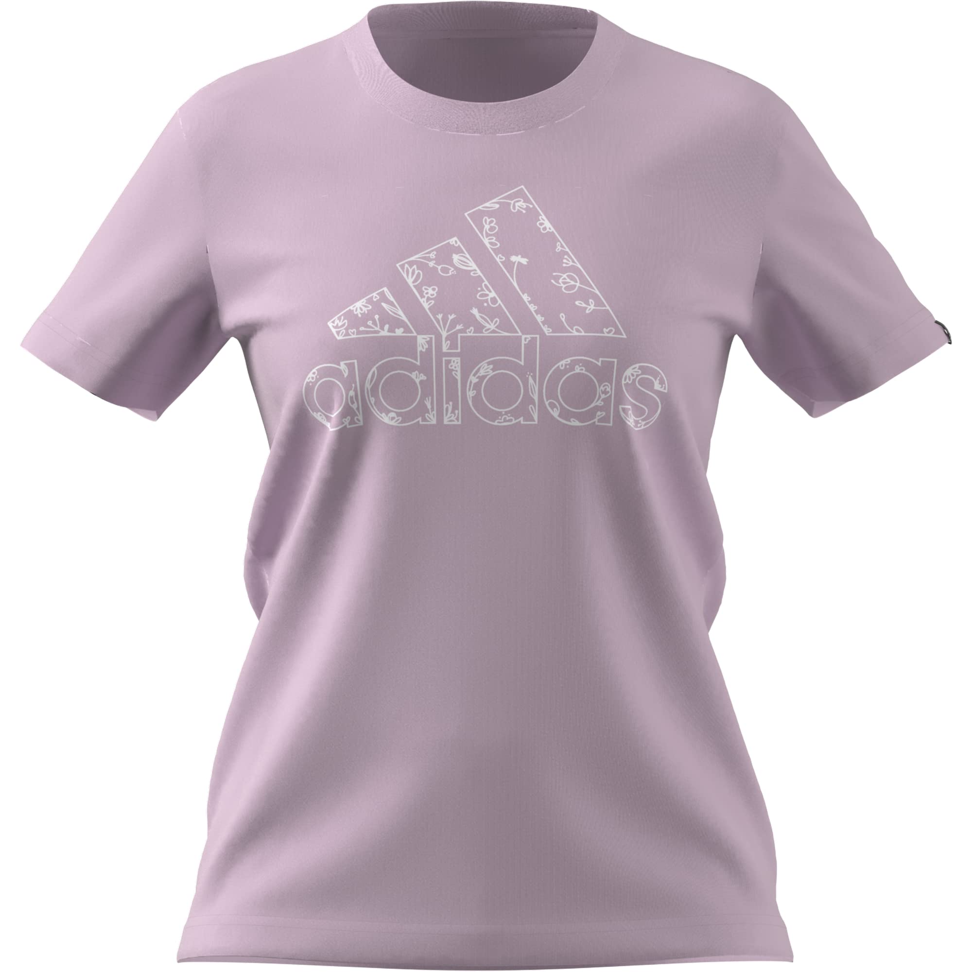 adidas womens OUTLFLORAL Graphic Tee Clear Pink Small