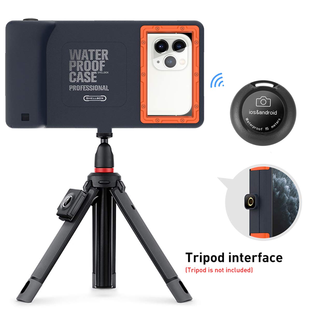 AICase Universal Waterproof Underwater Photography Housings with Bluetooth Camera Shutter Remote Control for All Smartphones