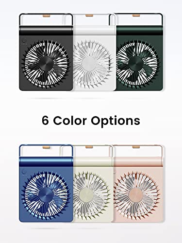 FERRISA Desk Fan, Small But Powerful, Portable Fan Battery Operated, 220° Tilt Folding Ultra Quiet Person Mini Fan, Strong Wind, 3 Speed Adjustable For Home Office Desktop Travel Camping (Beige)