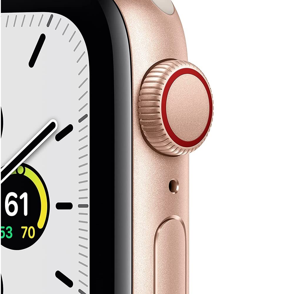 Apple Watch SE 40mm GPS + Cellular Gold Aluminum Case - Starlight Sport Band (Renewed)
