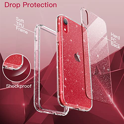 JETech Glitter Case for iPhone XR, 6.1-Inch, Bling Sparkle Shockproof Phone Bumper Cover, Cute Sparkly for Women and Girls (Clear)