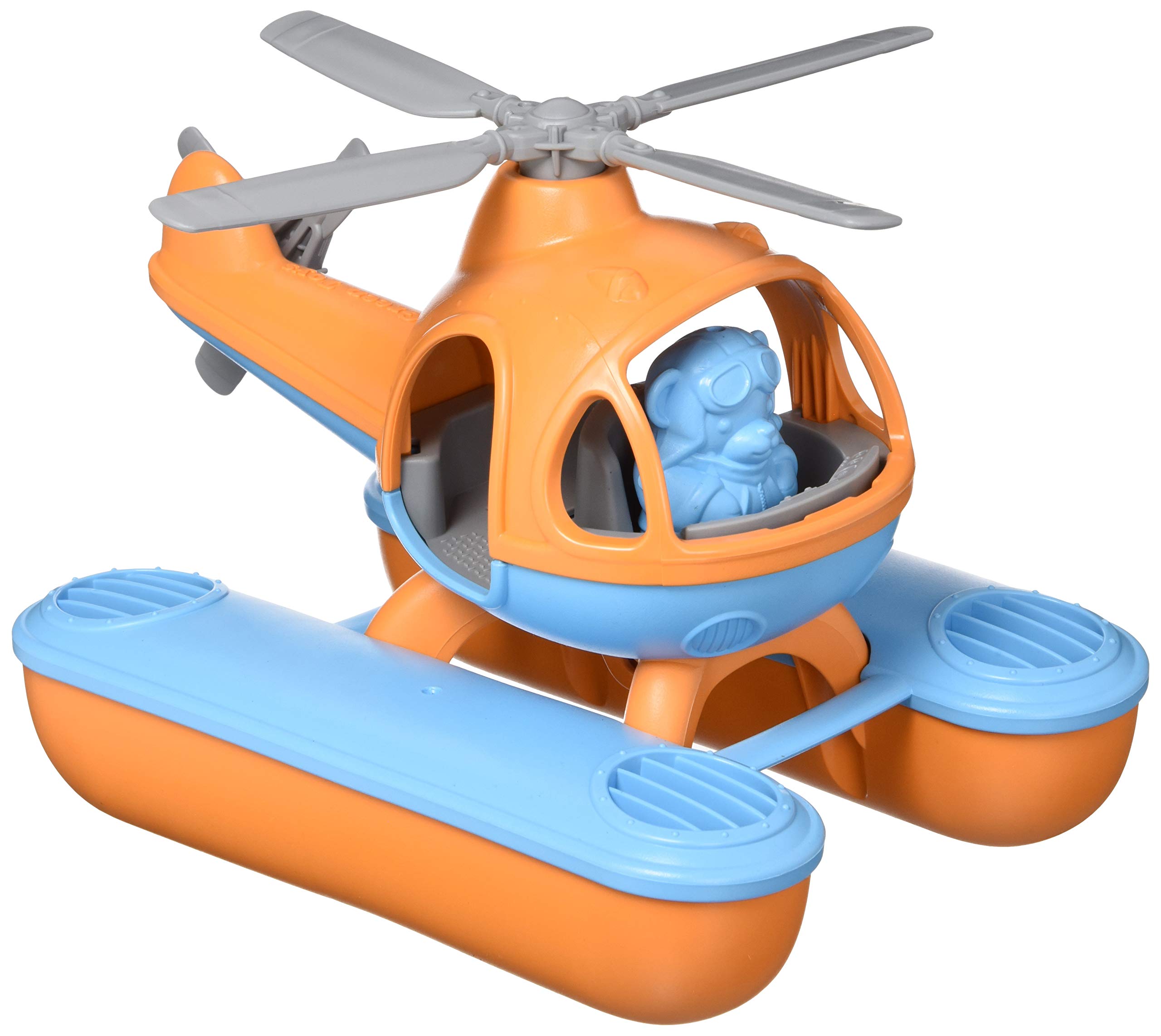 Green Toys Seacopter, Orange/Blue CB - Pretend Play, Motor Skills, Kids Bath Toy Floating Vehicle. No BPA, phthalates, PVC. Dishwasher Safe, Recycled Plastic, Made in USA.