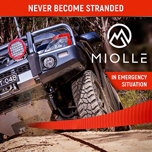 Miolle Tow Strap 3βx20β- 33400lbs MBS (Lab Tested) Recovery Strap Kit Includes: Tow Rope, 2 D-Ring Shackles MBS-41800LBS, Storage Case
