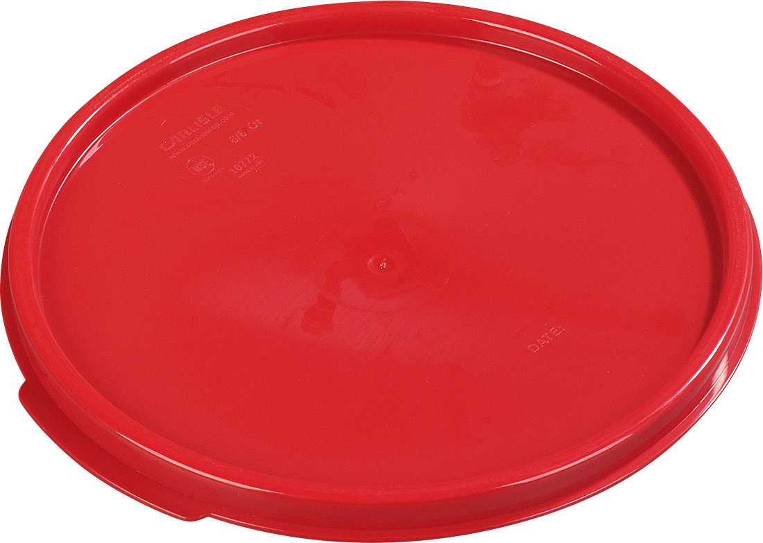 Carlisle FoodService Products Storplus Round Food Storage Container Lid with Stackable Design for Catering, Buffets, Restaurants, Polypropylene (Pp), 6 To 8 Quarts, Red, (Pack of 12)