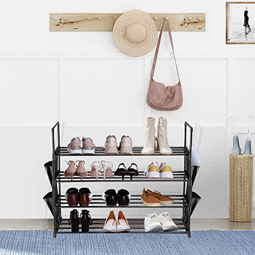 Yescom 4 Tier Shoe Rack Shelf Metal Shoe Tower 16 Pairs Shoe Storage Organizer Unit Entryway Closet Dorm Shelf Stackable Cabinet,35 7/16" L x 11 5/8" W x 29 1/2" H