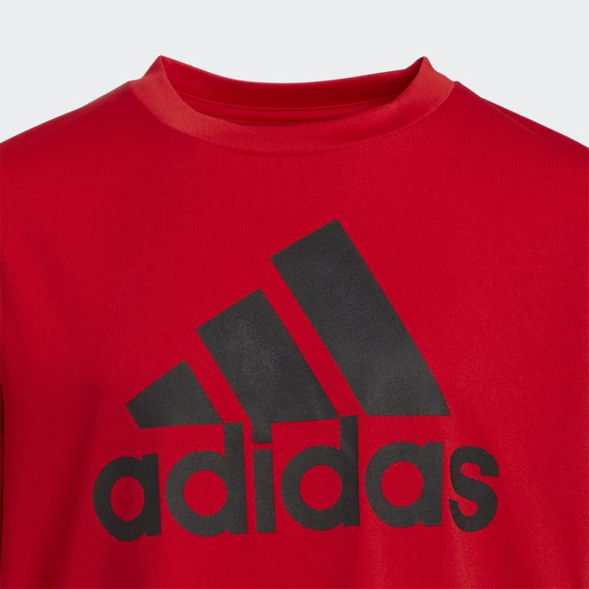 adidas Boys' Short Sleeve AEROREADY Performance Logo Tee T-Shirt, Scarlet, Medium