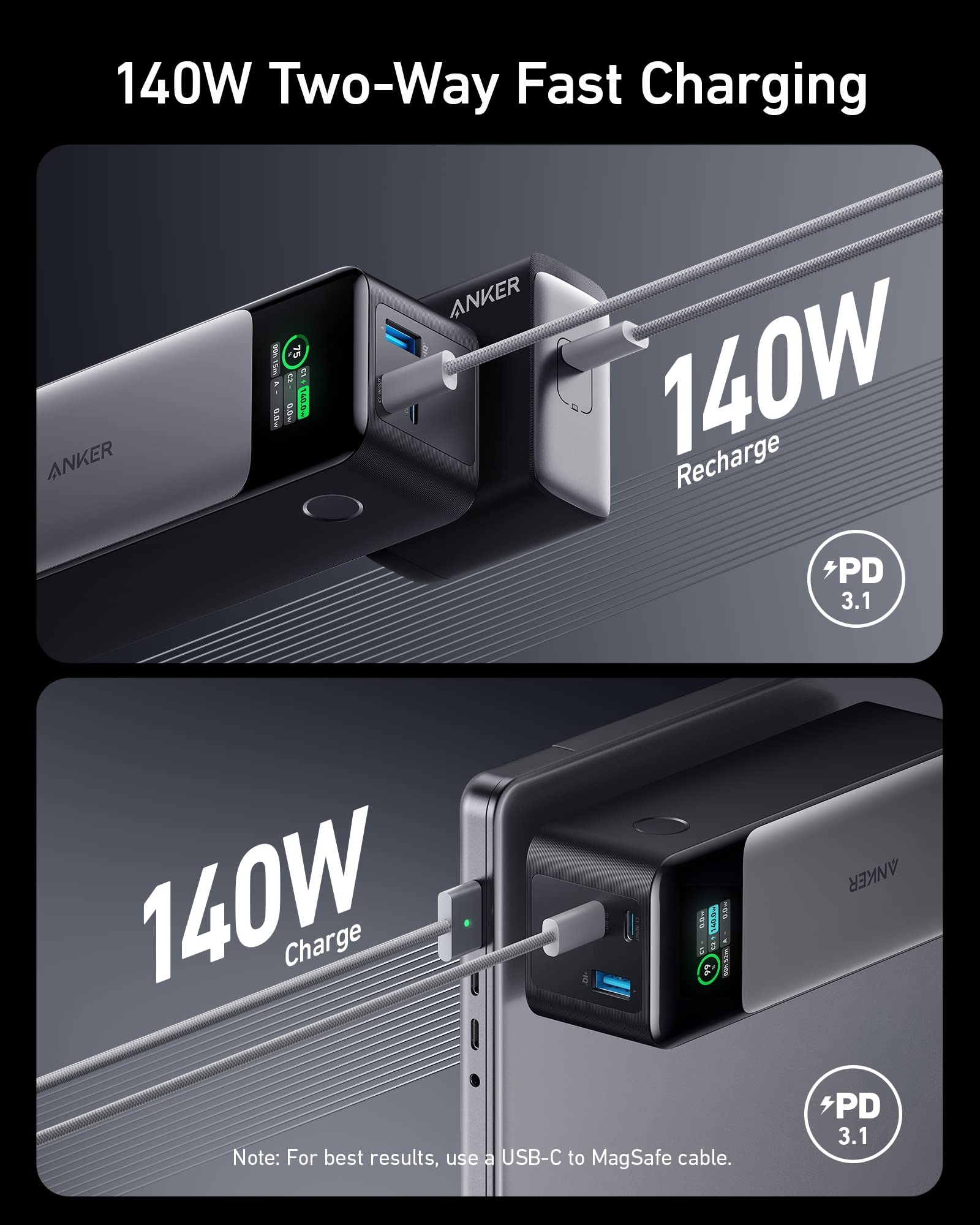 Anker 737 Power Bank (PowerCore 24K) with 67W USB-C Charger