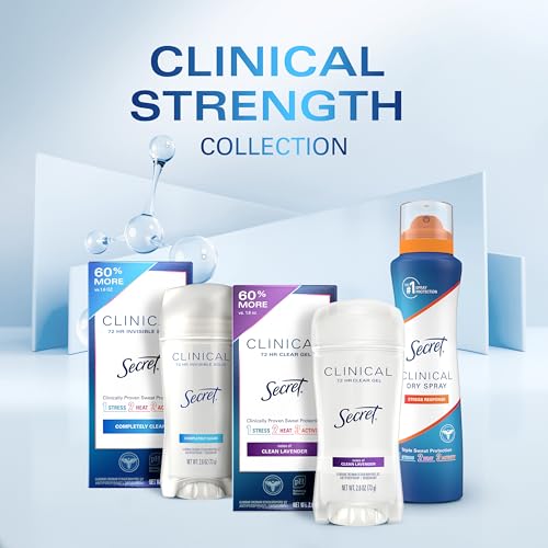 Secret Clinical Strength Antiperspirant Deodorant for Women, Free & Sensitive, 3X Stress Protection, 72hr Sweat & Odor Protection, PH Balancing Minerals, Invisible Solid, Unscented, 1.6 oz (Pack of 3)