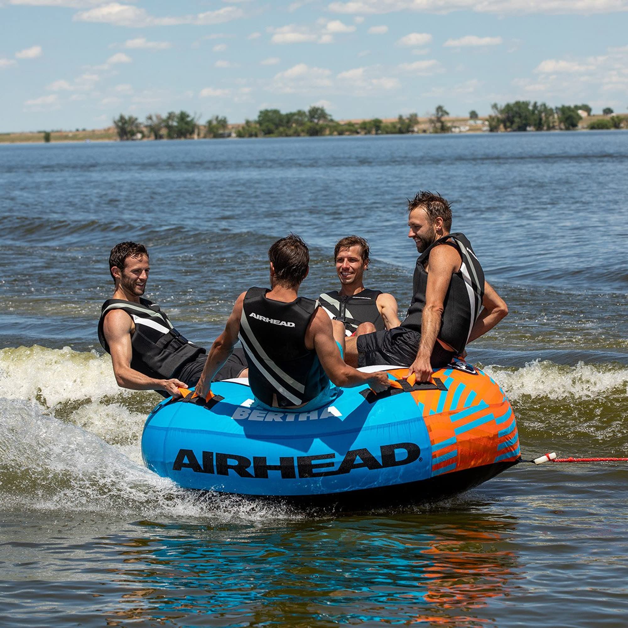 AIRHEAD Big Bertha, 1-4 Rider Towable Tube for Boating