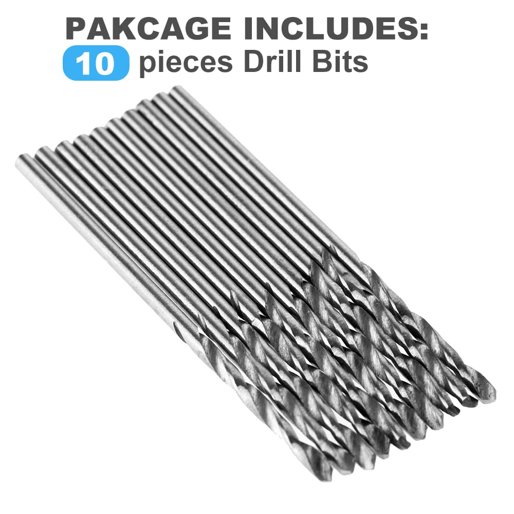 Mtsooning 10PCS High Speed Steel Twist, 1.4mm Cobalt Drill Bit with Straight Shank Electrical Drilling Tool, Used for Wood Cast Iron Aluminum Alloy Plastic Fiberglass DIY Craft