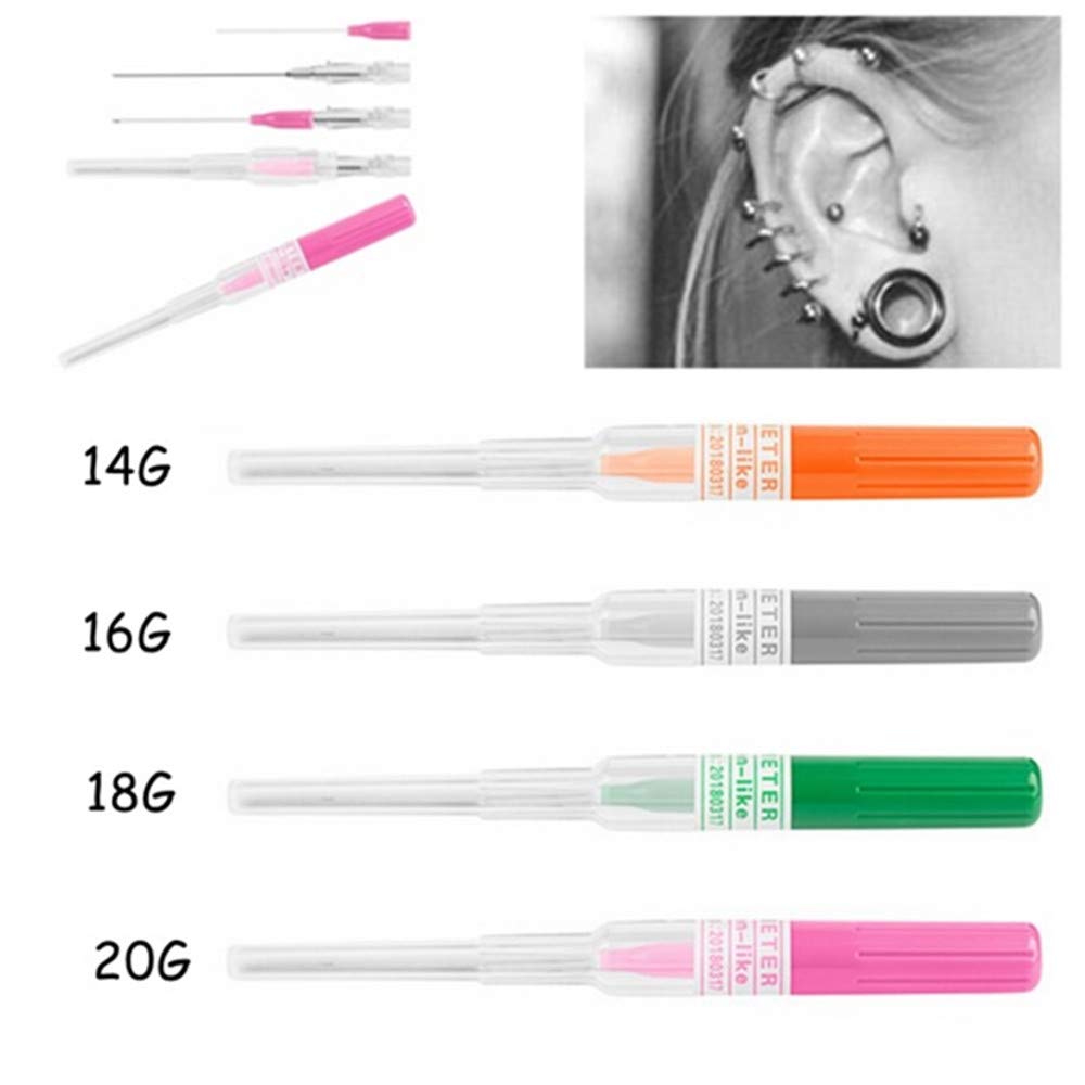 Piercing Needles - Tazay 8PCS Mixed 14G 16G 18G 20G Ear Nose Piercing Needles IV Catheter Needles for Piercing Sterilised Body Tattoo Piercings Tool for Piercing Supplies Piercing Kit (Mixed)