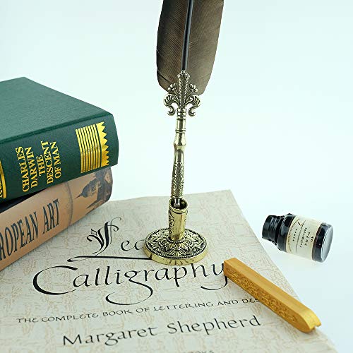 GC Quill Antique Feather Writing Quill Pen Gold Pen Stem Calligraphy Pen Set 100% Quality Guarantee