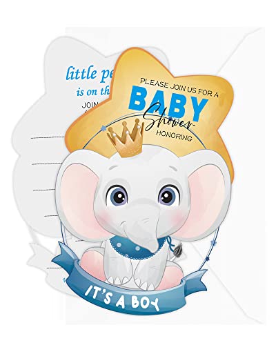 Baby Shower Invitations for Boy, 20 Set Invitations with Envelopes Bule