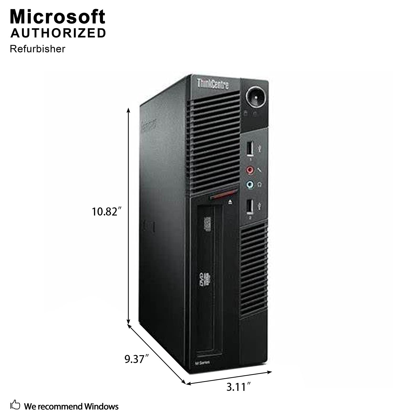 Lenovo ThinkCentre M90p Ultra Small Form PC Desktop Computer, Intel Dual Core i5 3.20 GHz, 8GB RAM, 500GB HDD, Windows 10 Pro, Keyboard & Mouse, DVD, WiFi (Renewed)