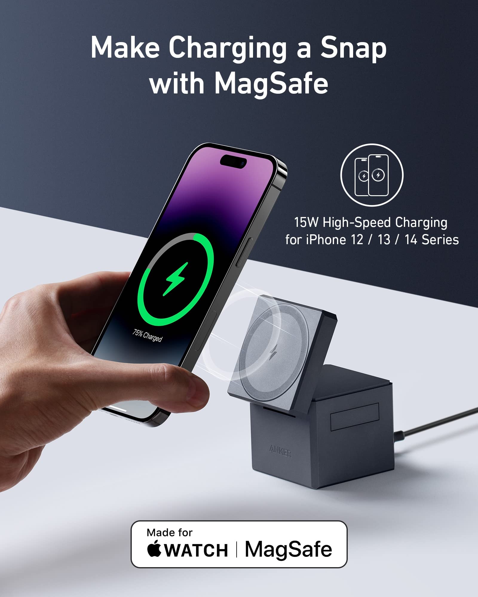 Anker Magnetic Phone Grip (MagGo) with Anker MagSafe Cube