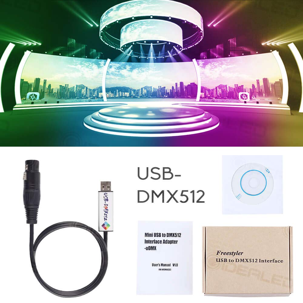 GIDERWEL USB to DMX Interface Adapter/Dongle,USB DMX512 Cable LED Controller Studio Computer PC Stage Lighting Controller Dimmer for Signal Conversion of Stage Light