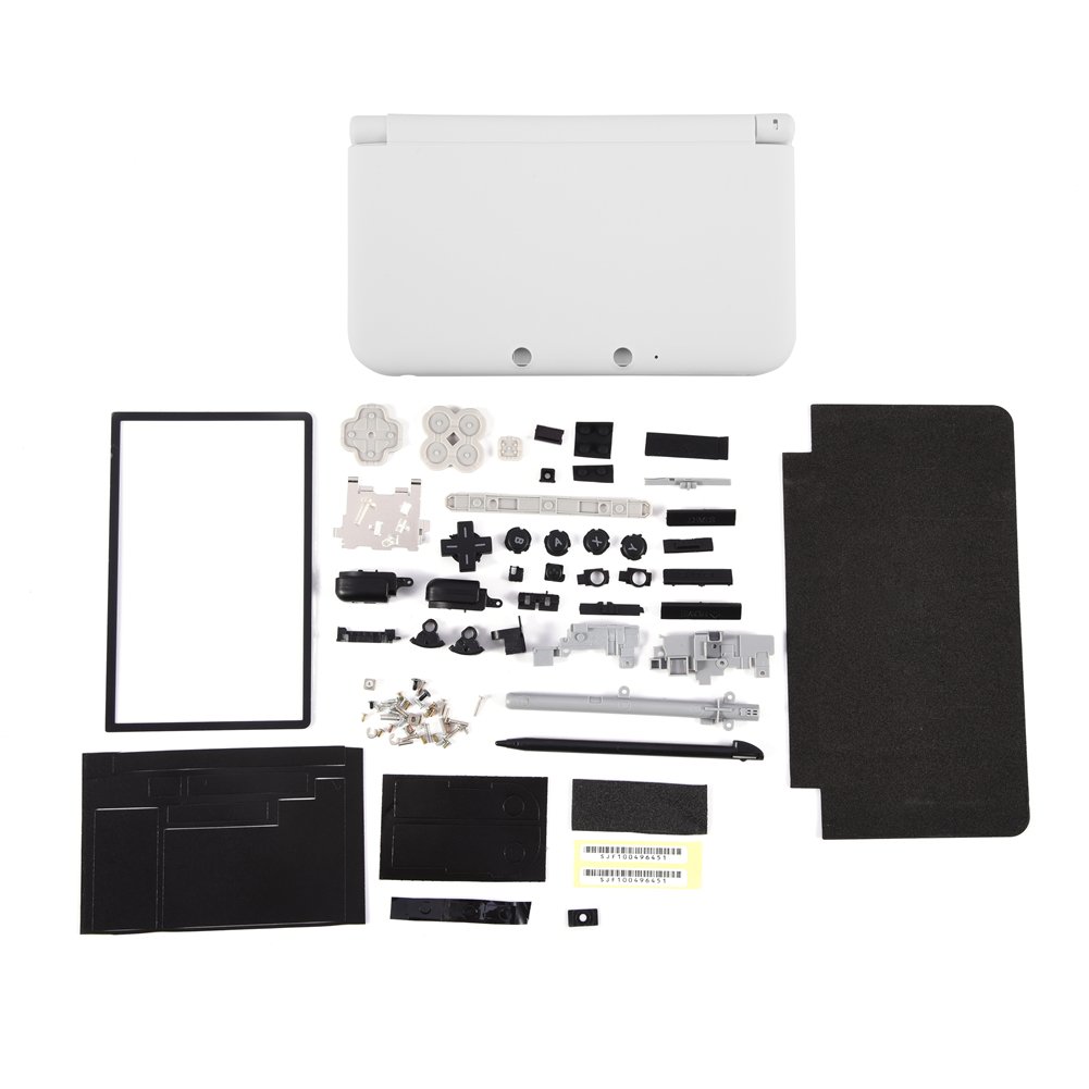 Longzhuo Full Housing Case, Cover Shell Repair Parts Complete Fix Replacement Kit for Nintendo 3DS XL(White)
