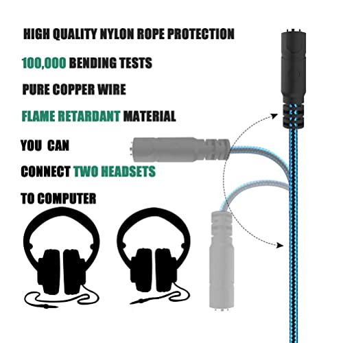 Headphone Splitter for 2 Headphones 2 Way 3.5mm Adapter Aux Cable Mini Jack Male to Dual Female Stereo Audio Y Splitter Couple Adapter Compatible with iPad iPhone iPod MacBook PC Amplifier Speaker