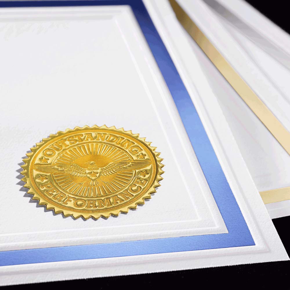 PaperDirect Deluxe Outstanding Performance Gold Foil Certificate Seals, 2 Inch, Self Adhesive, 100 Count, Embossed Seals for Certificates, Achievement and Award Stickers for School, Work, Diploma