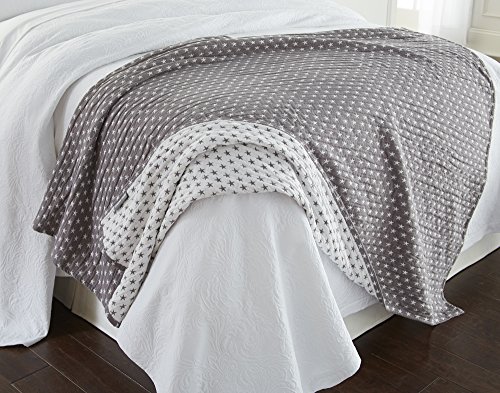 Sterling Creek Dawson Star Muslin Throw Blanket Three Layers Lightweight Breathable Cotton Gauzy Blanket for Adults, All Season (Throw, Gray)