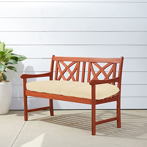 downluxe Outdoor Chair Cushions, Waterproof Tufted Overstuffed U-Shaped Memory Foam Bench Cushion for Swing Loveseat Patio Funiture, 44" x 19" x 5", Beige, 1 Pack