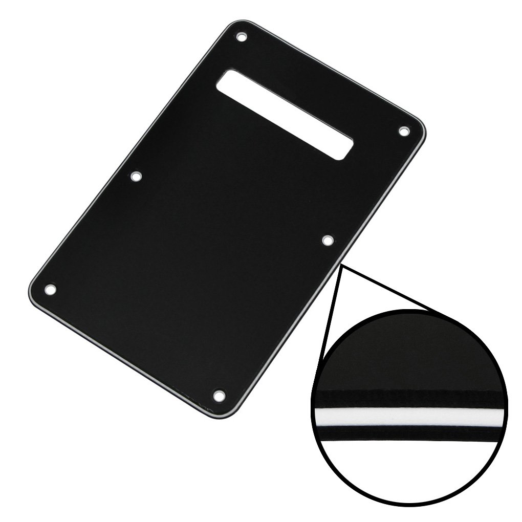 FLEOR 3Ply Black SSS 8 Hole Vintage ST Pickguard Backplate Tremolo Cavity Cover with Screw for Vintage ST Style Guitar Parts