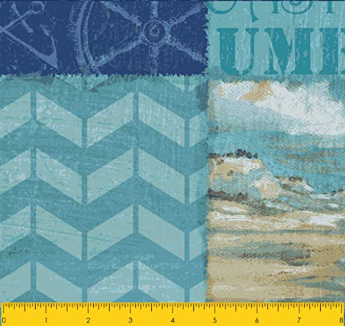 Stitch & Sparkle Paul Brent PB BEACHSCAPE Patchwork Horizontal 100% Cotton Prints Fabric 44" Wide, Quilt Crafts Cut by The Yard (PB14)