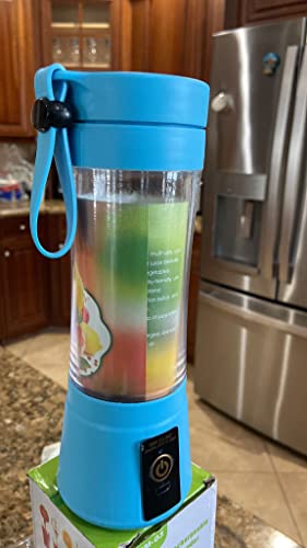 Portable Blender Mixer,Personal Juicer,Smoothies and Shakes Blender,HandCup Fruit Machine Blender 380 ML (Blue, Pink, Purple & Pink Color available) (Blue)