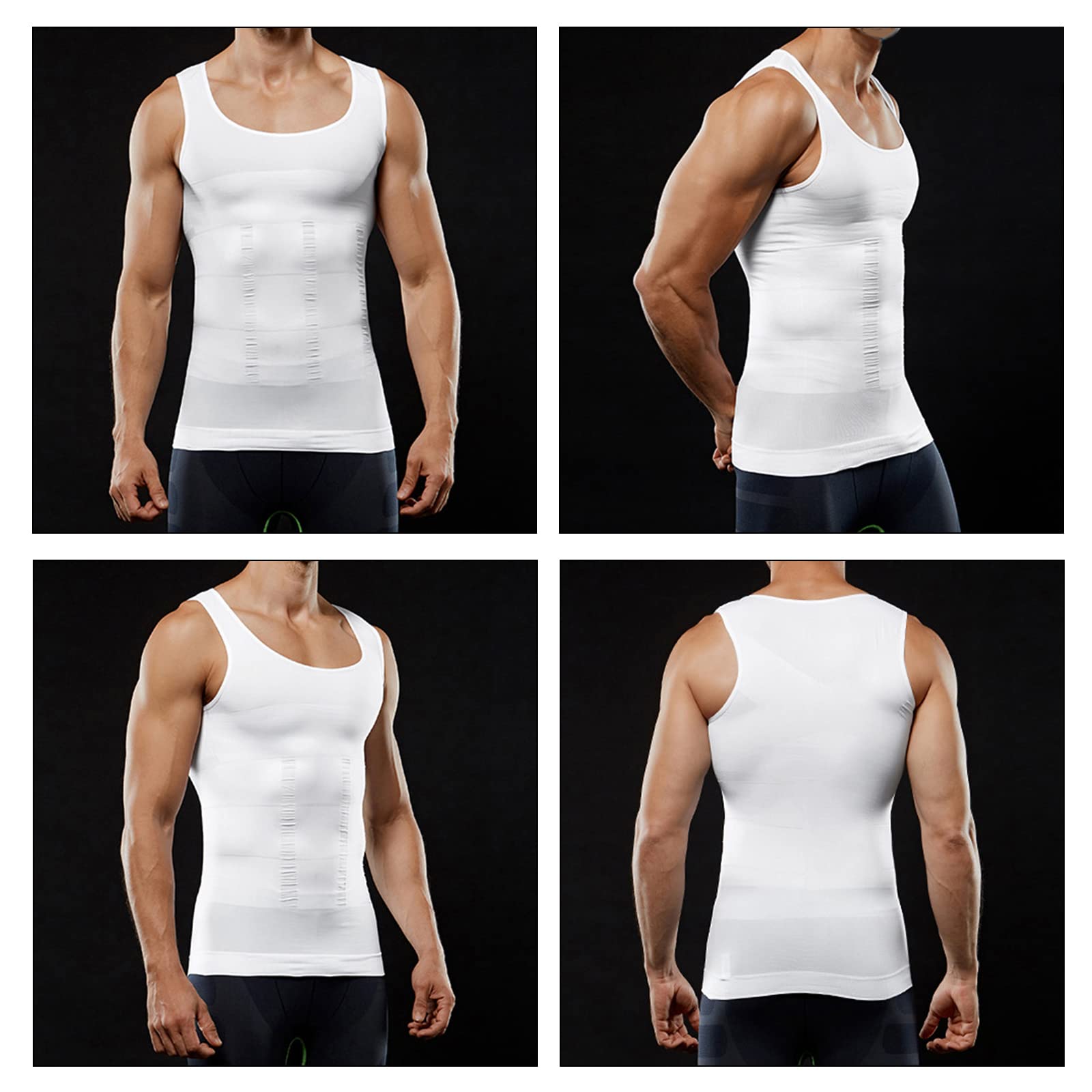 Aptoco Compression Shirts for Men,3 Pack Sleeveless Undershirt Body Shaper Vest Tank Top for Men's Gynecomastia