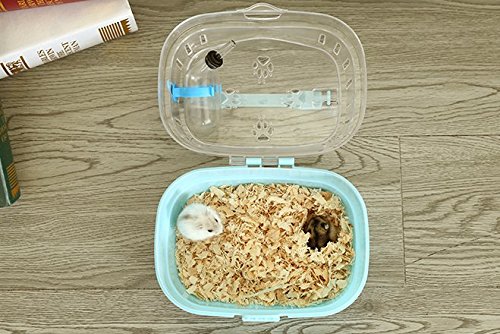 Portable Carrier Hamster Carry Case Cage with Water Bottle Travel&Outdoor for Hamster Small Animals (Blue)