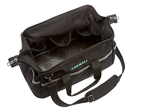 Amazon Brand - Denali Wide Mouth Tool Bag with Water Proof Molded Base, 16.5 x 10.2 x 8.7 inches L x W x H, Black