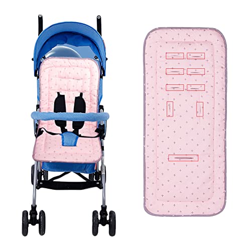Baby Stroller Seat Liner Kids Pushchair Seat Cushion Mat Universal Breathable Stroller Liner Insert Stroller Cushion Pad Thick Cotton Stroller Liner Seat Pad Cover for (Pink&Gray)