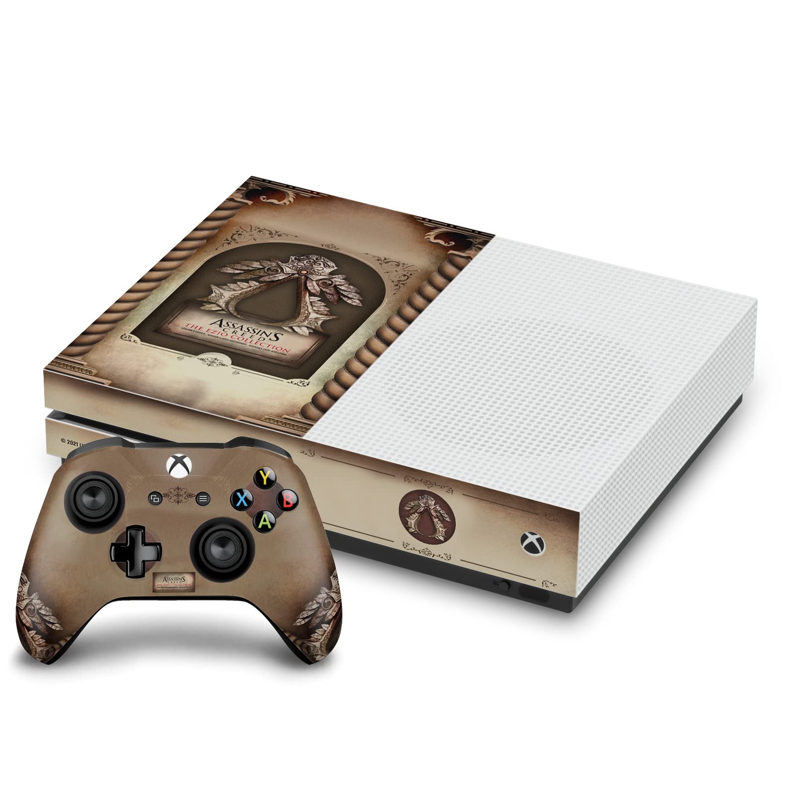 Head Case Designs Officially Licensed Assassin's Creed Belt Crest II Graphics Matte Vinyl Sticker Gaming Skin Decal Cover Compatible With Xbox One S Console and Controller Bundle