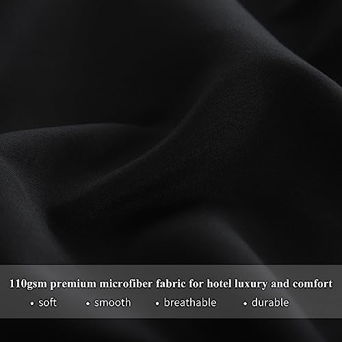 Aisbo Queen Sheet Set Black - Luxury Hotel 4-Piece Embroidered Bed Sheet Set with Easy Fit Deep Pocket, Extra Soft Cooling Bedding Sheet Set with Pillowases, Wrinkle Free, Fade Stain Resistant