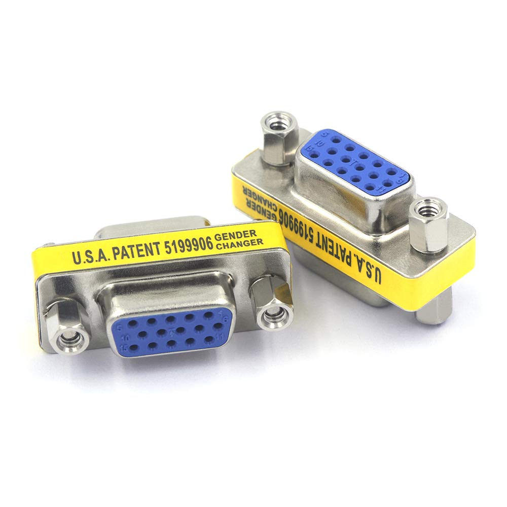 VCE VGA Adapter Female to Female SVGA Coupler HD15 Mini Gender Changer VGA Cable Extender, 4-Pack