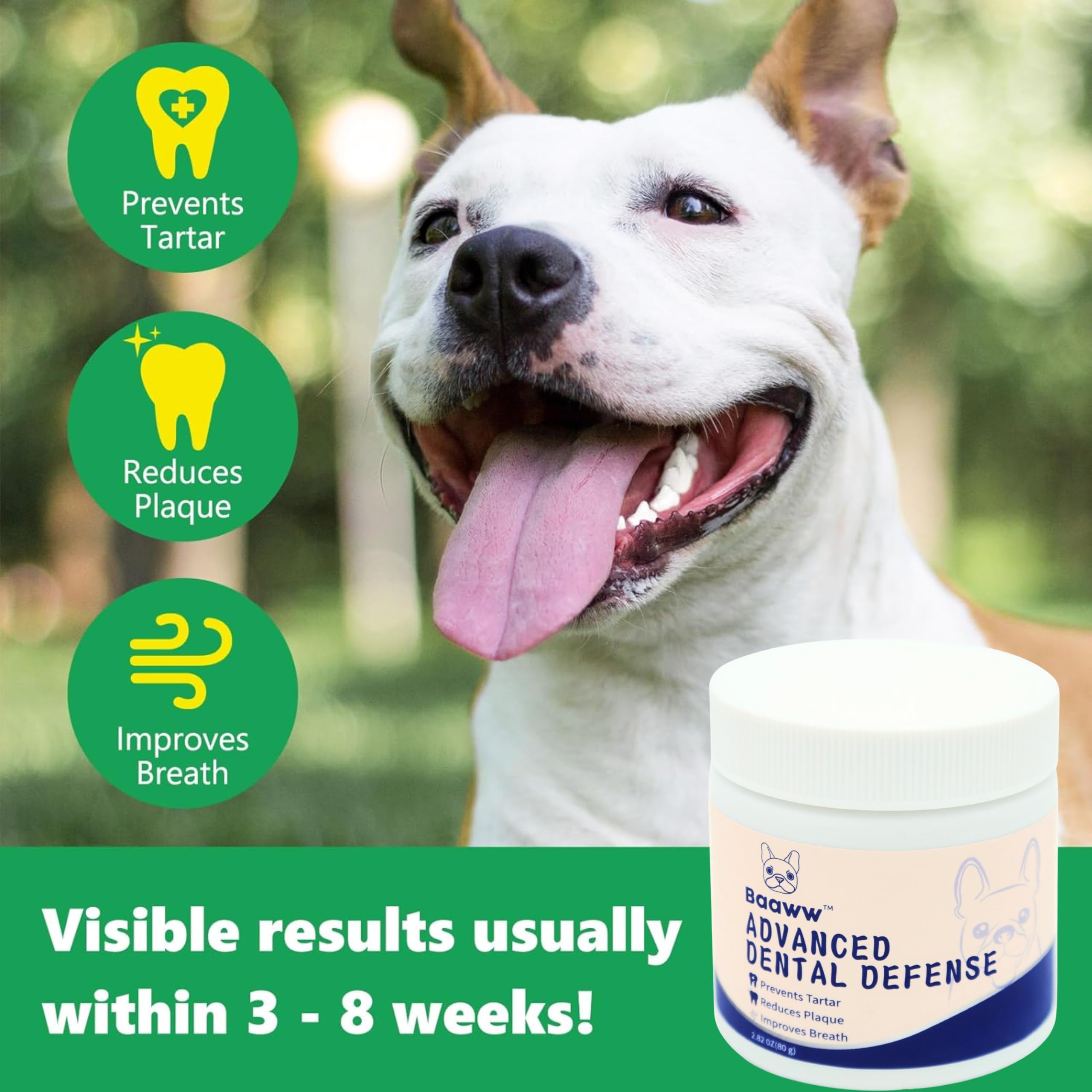 Baaww Dog Dental Powder - Dog Teeth Cleaning Made Easy – Plaque & Bad Breath - Formulated for All Dogs 2.82OZ 80 Gram Pack