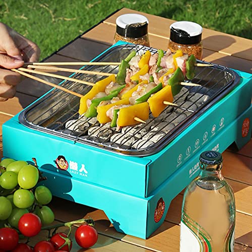 Airshi Charcoal Grill, Compact Detachable Single Use Outdoor BBQ Smoker Grill (Light Blue (containing 30 Charcoal))