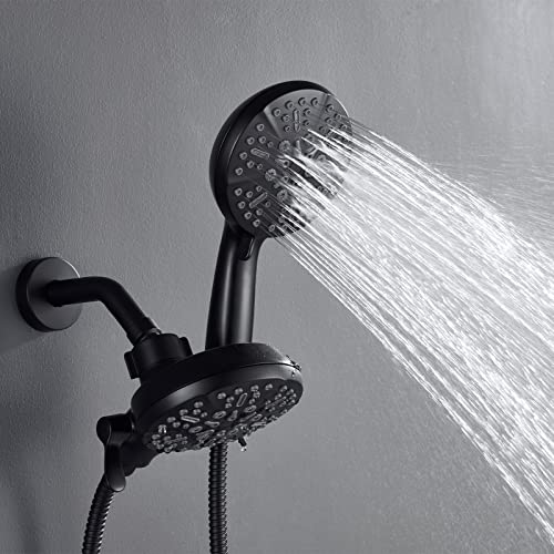 BONADE Black Shower Head, Black Handheld Shower with Shower Head the Perfect Combination Possession 7x7=49 Combinations of Functions to Take you to Enjoy a Luxurious Bath, Matte Black