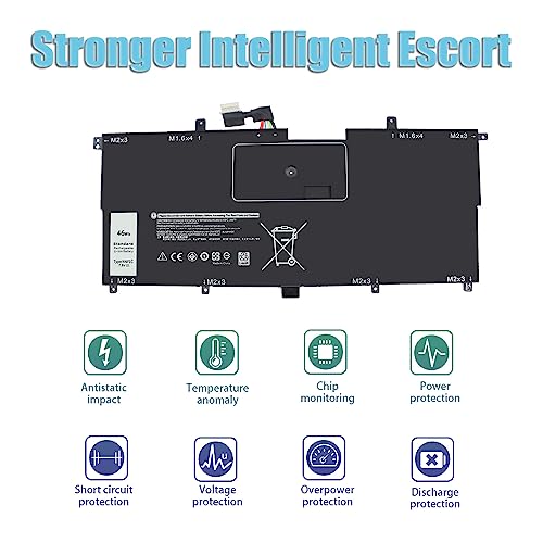 Bovekeey 46Wh NNF1C Battery HMPFH for Dell XPS 13 13-9365 2-in-1 P71G D1605TS D1805TS D2805TS D3605TS D3805TS D4605TS P71G001 NNFIC 0NNF1C 0HMPFH 7.6V 4-Cell Laptop Power Supply