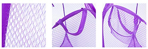 Portable Small Mesh Laundry Hamper Foldable Nursery Storage Basket for Baby Clothes Kids Toy Pop Up Camper Hampers Purple
