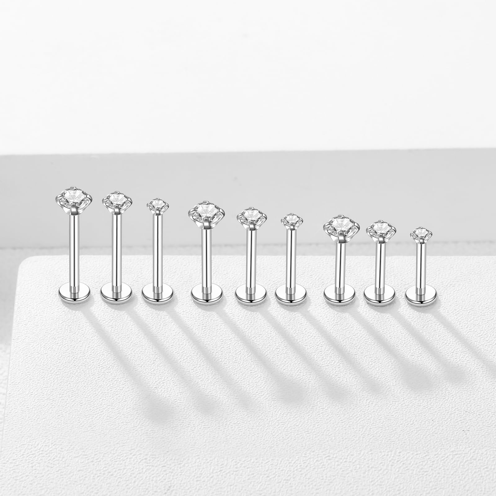 Aumeo 20G Dangle Nose Rings Studs for Women L Shaped Nose Studs CZ Heart Star Flower Dangling Nose Piercing Jewelry(Flower and Water Drop)
