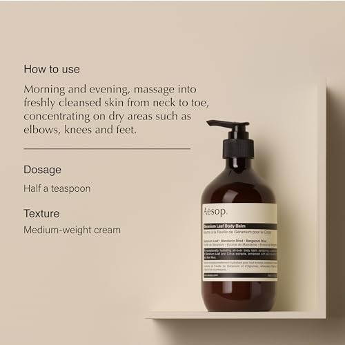 Aesop Geranium Leaf Body Balm -Skin Softening Rich Blend of Nourishing Nut Oils, Geranium Leaf and Citrus Extracts - 16.5 oz