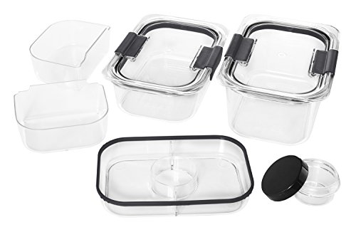 Rubbermaid Brilliance Food Storage Container, Salad and Snack Lunch Combo Kit, Clear, 9 Piece Set 1997843