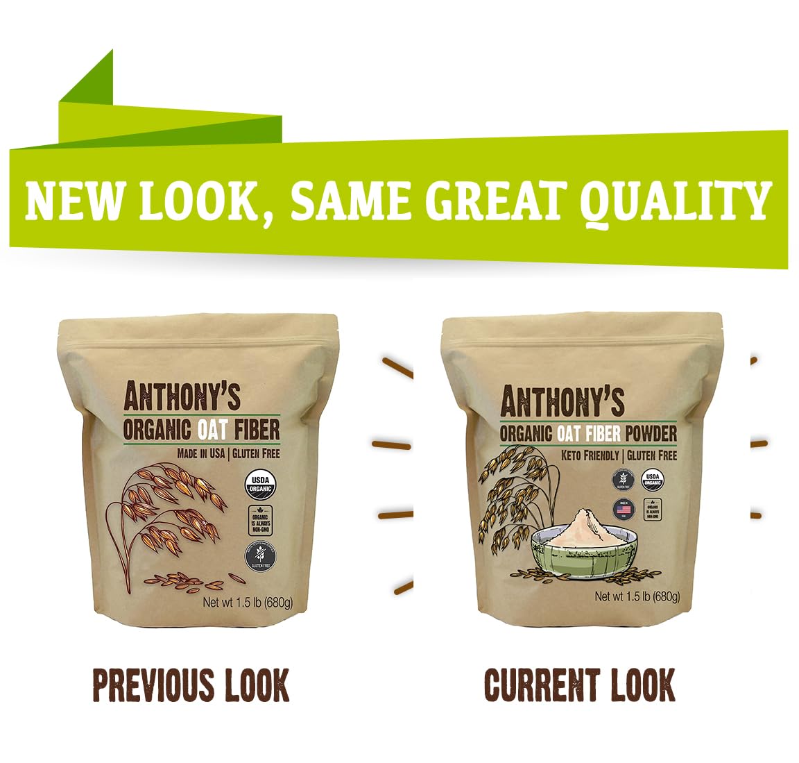 Anthony's Organic Oat Fiber, 1.5 lb, Gluten Free, Non GMO, Keto Friendly, Product of USA
